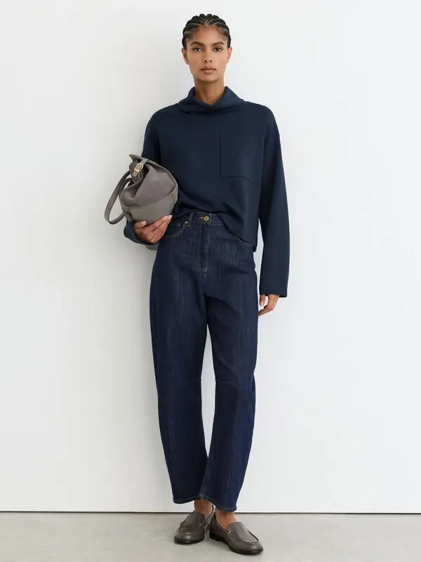REISS Irene Premium Interlock Roll-neck Sweatshirt