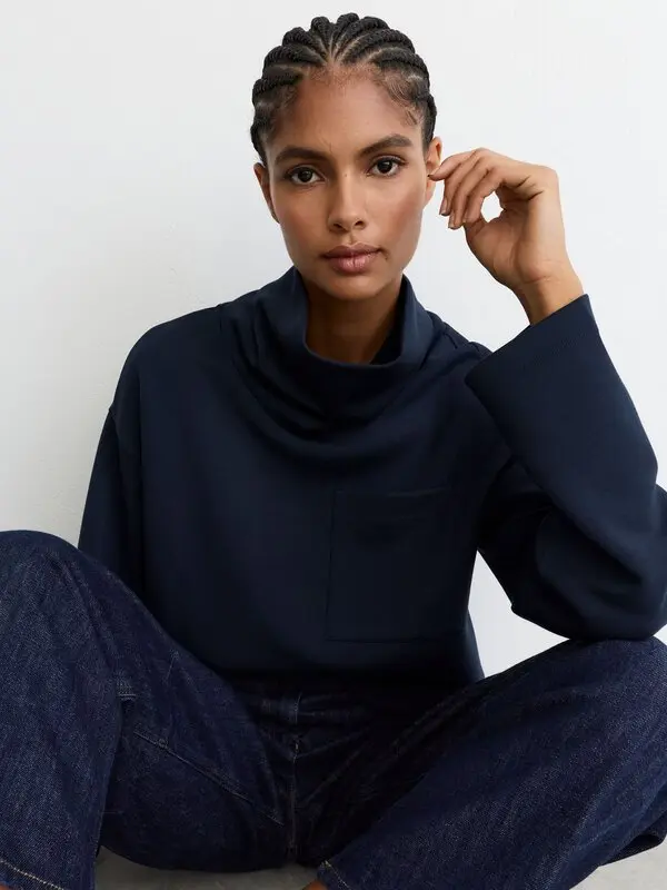 REISS Irene Premium Interlock Roll-neck Sweatshirt