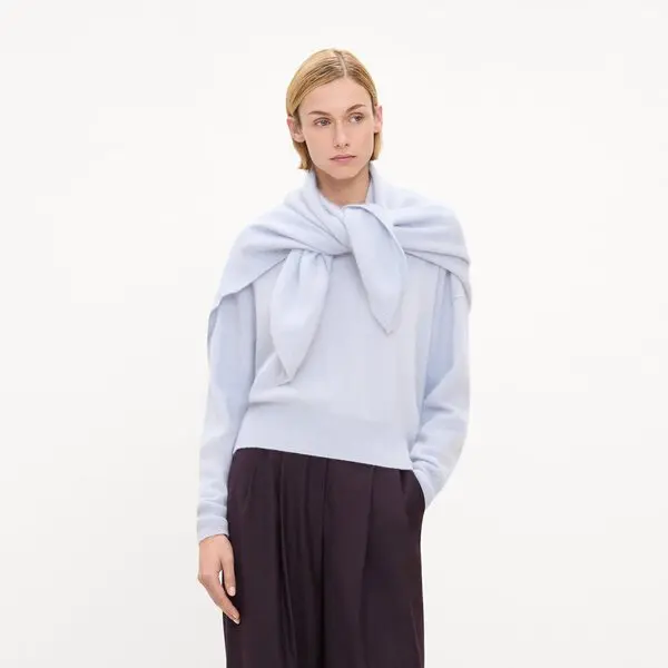 Theory Brushed Triangle Scarf In Brushed Wool-cashmere - Cool Fog