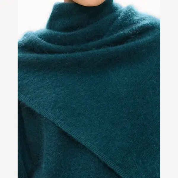 Theory Brushed Triangle Scarf In Brushed Wool-cashmere - Dark Pine