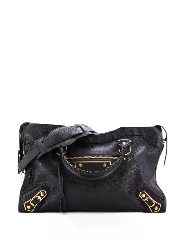 Balenciaga Medium City Classic Metallic Edge Leather Two-way Handbag - Black