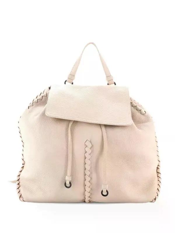 Bottega Veneta Leather With Intrecciato Medium Backpack - Neutrals
