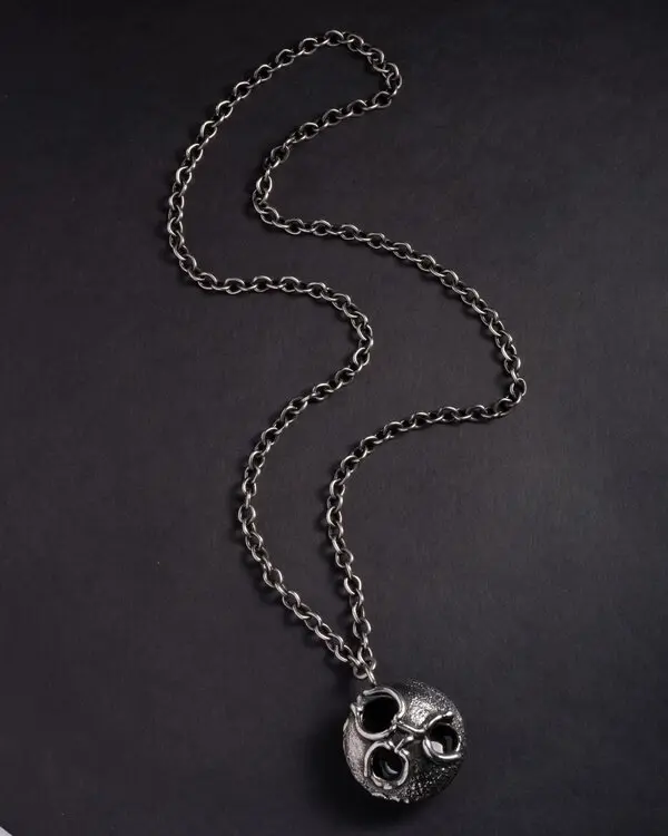 Alexis Bittar Vintage 1960s Sterling & Chalcedony Danish Brutalist Handmade Necklace - Silver