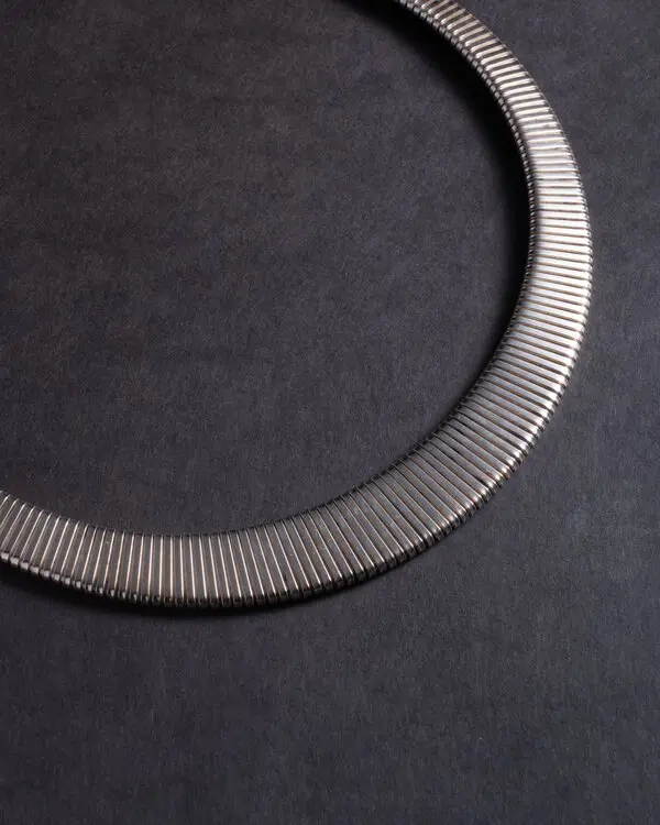 Alexis Bittar Vintage 1980s Sterling Graduated Tubogas Necklace - Silver