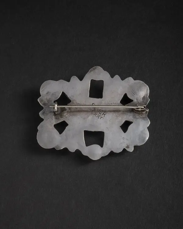 Alexis Bittar Vintage 1930s Sterling & Obsidian Pin