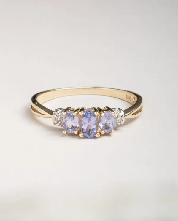Alexis Bittar Vintage 1980s 10k Amethyst & Natural Diamond Ring