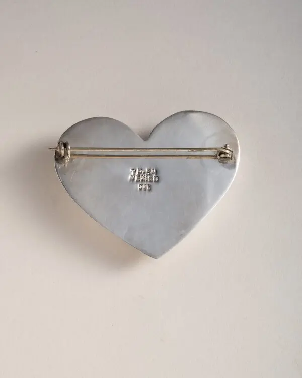 Alexis Bittar Vintage 1980s Sterling Mexican Heart Pin