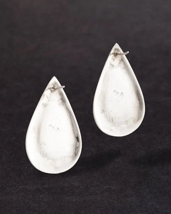 Alexis Bittar Vintage 1980s Sterling & Malachite Teardrop Earrings - Silver