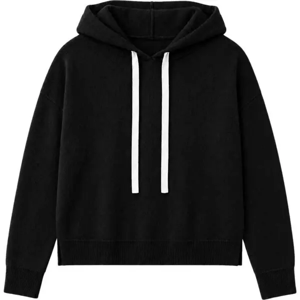 27 Miles Malibu Reva Cashmere Contrast Heart Pullover Hoodie - Black/cloud