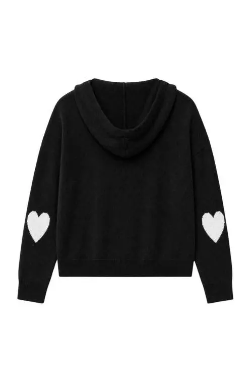 27 Miles Malibu Reva Cashmere Contrast Heart Pullover Hoodie