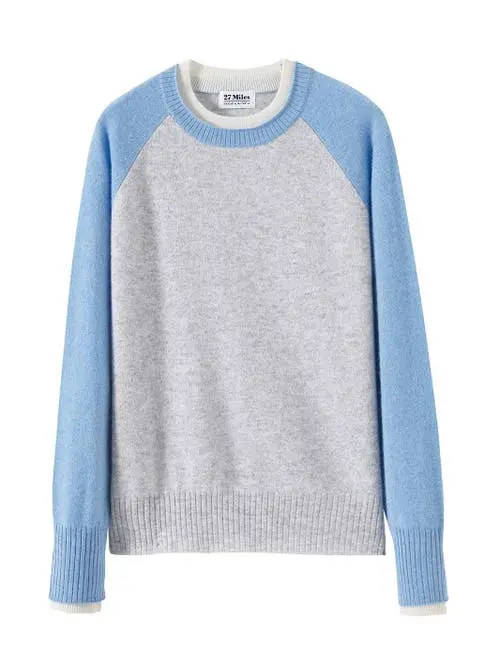 27 Miles Malibu Proctor Cashmere Baseball Pullover - Azure