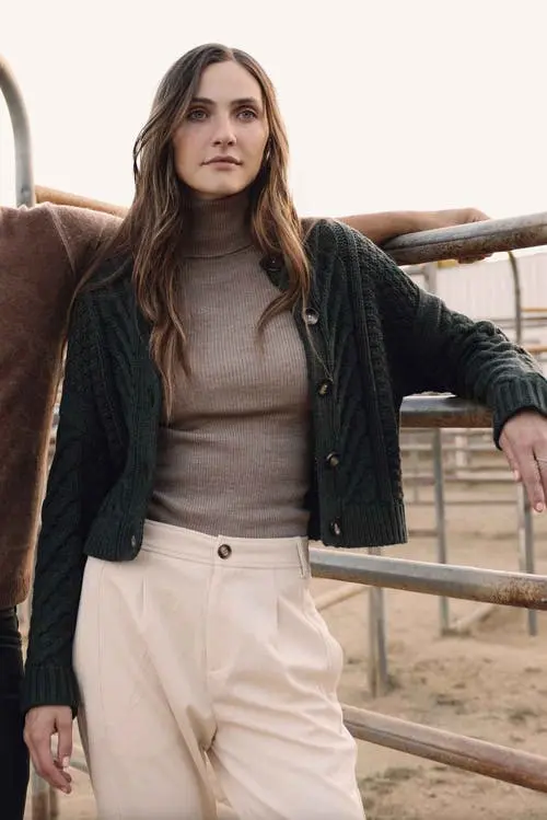 27 Miles Malibu Malia Cropped Modern Cable Cardigan