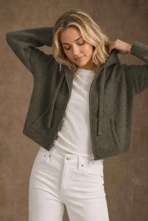 27 Miles Malibu Rowe Cashmere Cropped Zip Hoodie