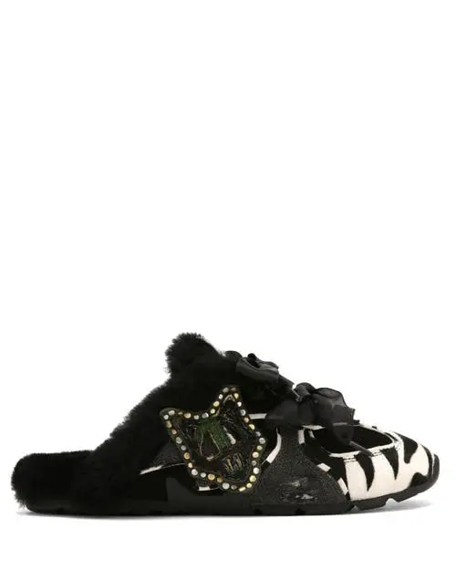 NAKED WOLFE Adorn Suede Mules - Zebra