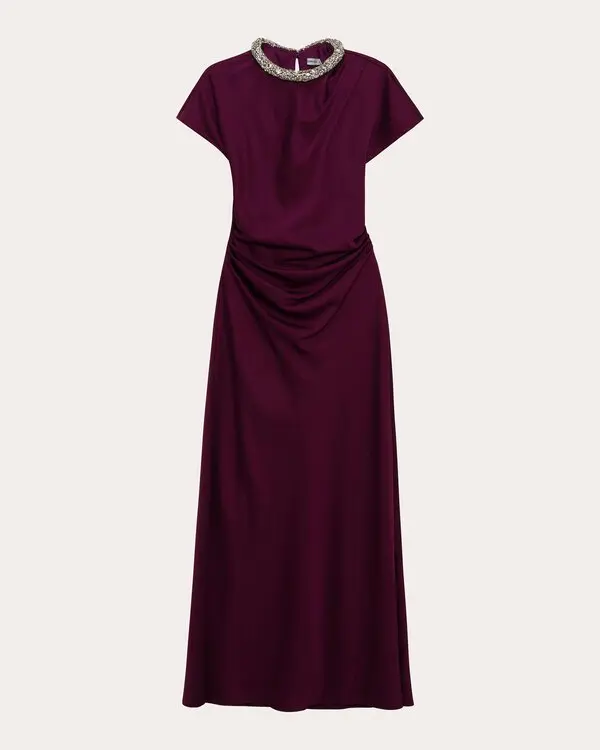 Simkhai Eliza Crystal Satin Drape Gown - Purple