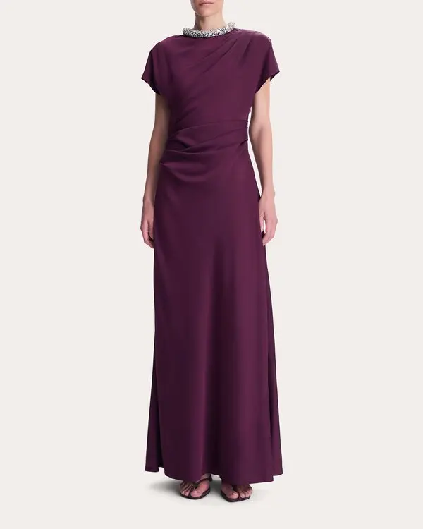 Simkhai Eliza Crystal Satin Drape Gown