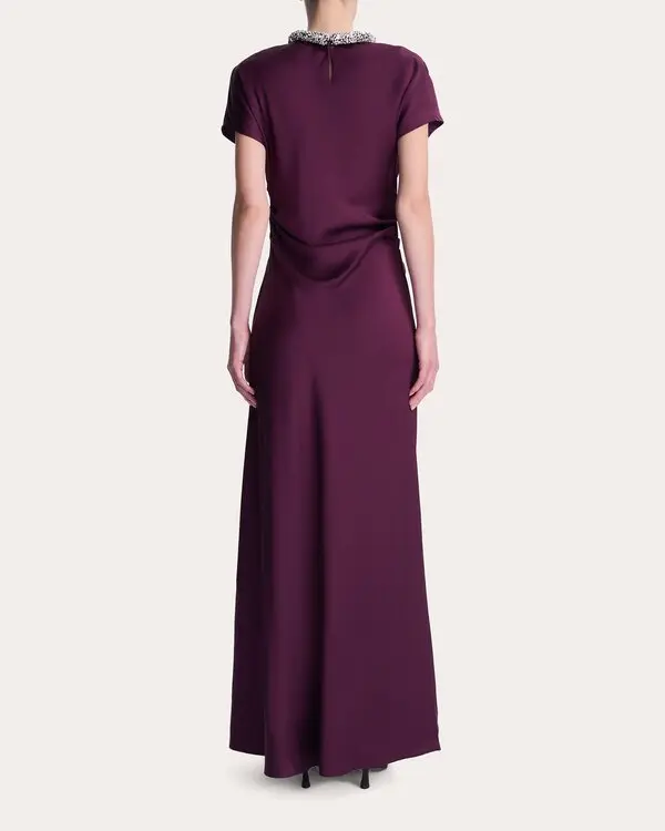 Simkhai Eliza Crystal Satin Drape Gown