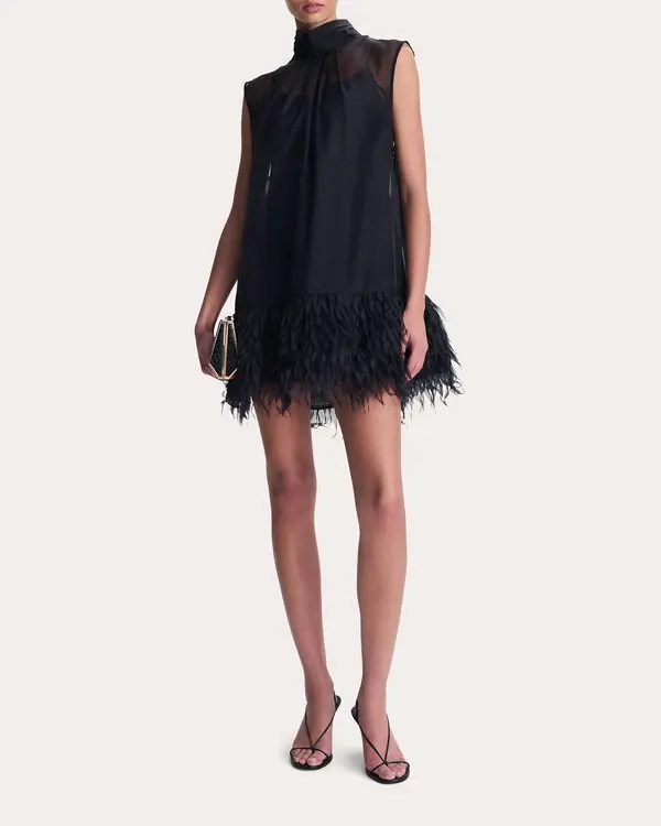 Simkhai Shirya Feathered Organza Mini Dress