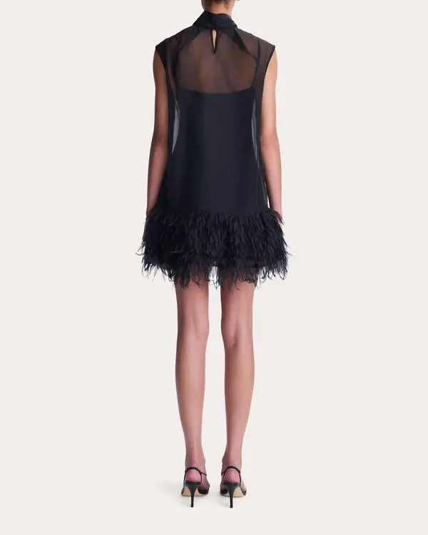 Simkhai Shirya Feathered Organza Mini Dress