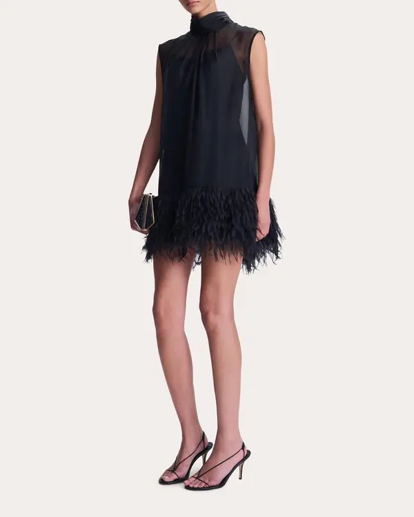 Simkhai Shirya Feathered Organza Mini Dress