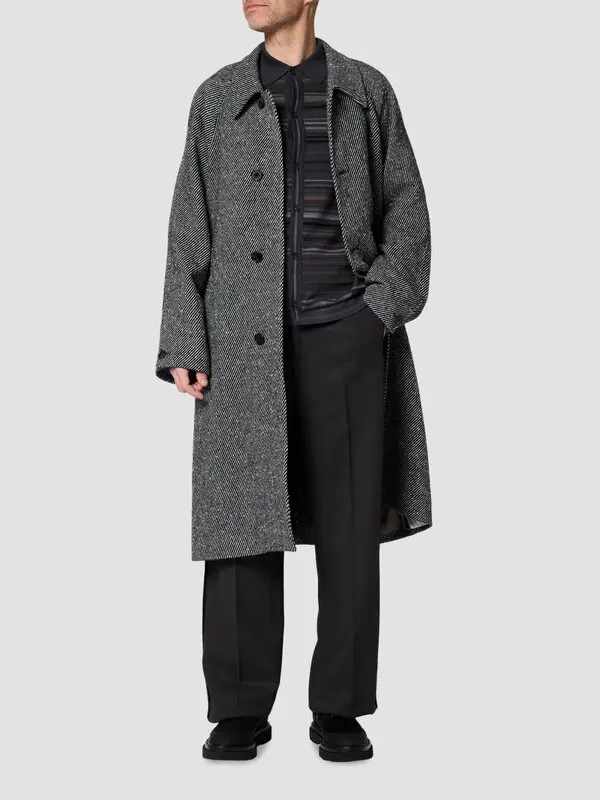Paul Smith Diagonal Striped Wool Tweed Coat