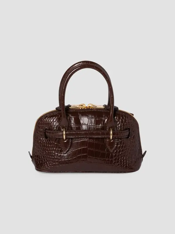 Miu Miu Aventure Crocodile Embossed Calfskin Top Handle Mini Bag - Brown