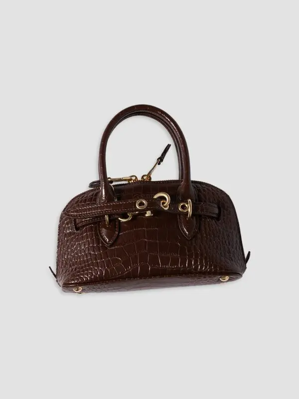 Miu Miu Aventure Crocodile Embossed Calfskin Top Handle Mini Bag - Brown