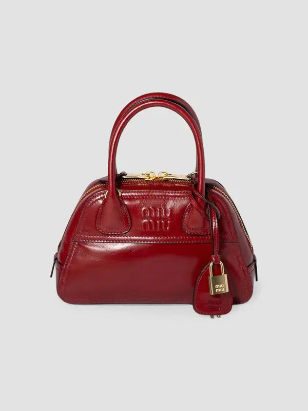 Miu Miu Vivant Shiny Leather Mini Top Handle Bag - Red