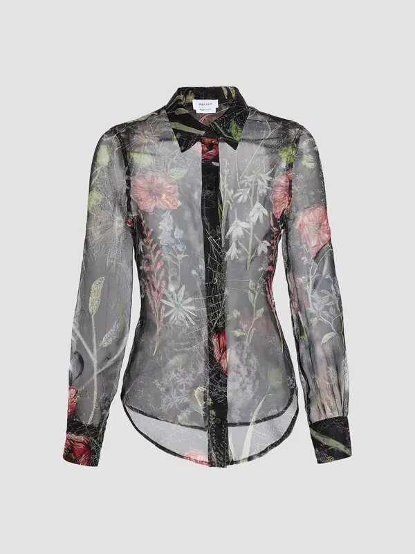 Alexander McQueen Floral Web Silk Shirt - Black
