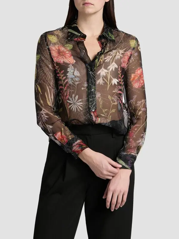 Alexander McQueen Floral Web Silk Shirt