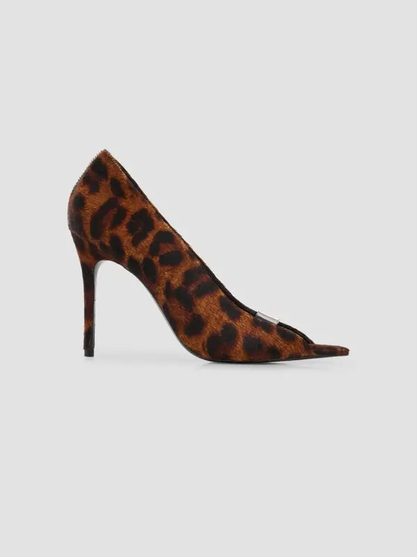 Schutz Claudia 100mm Leopard-printed Goat-hair Sandals - Leopard Print