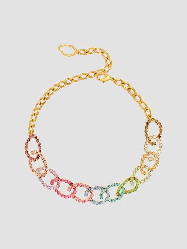 Oscar De La Renta Rhinestone Statet Necklace - Rainbow