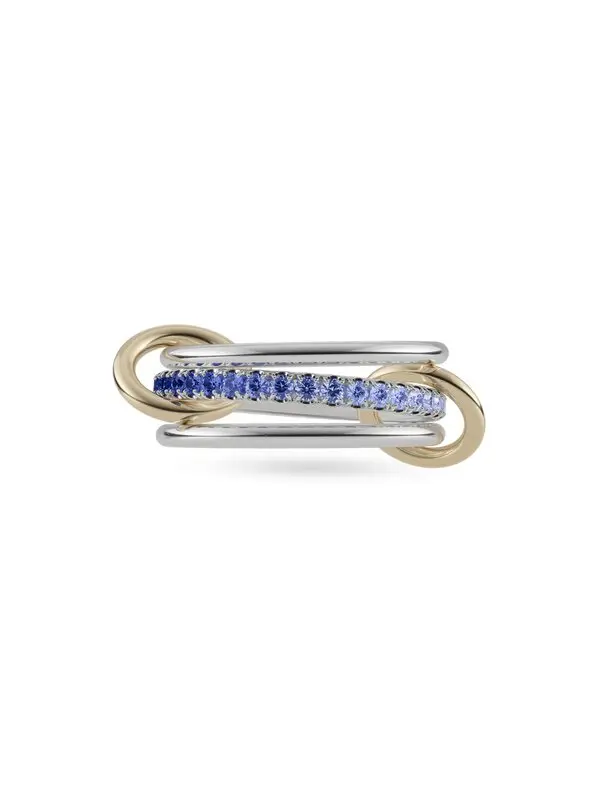 SPINELLI KILCOLLIN Ombré Tigris Sterling Silver, 18k Yellow Gold & Blue Sapphire Triple-band Ring - Multi