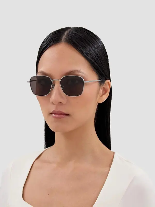 Bottega Veneta Engraved Titanium Intrecciato 55mm Square Sunglasses