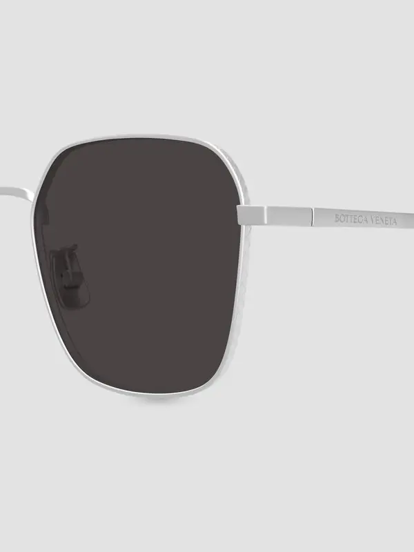 Bottega Veneta Engraved Titanium Intrecciato 55mm Square Sunglasses