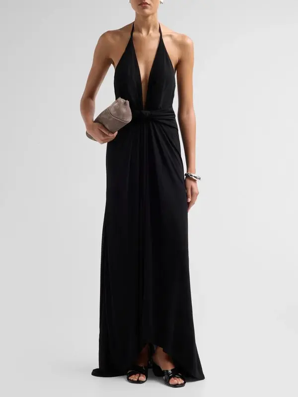 Ramy Brook Dorea Plunge Halter Gown