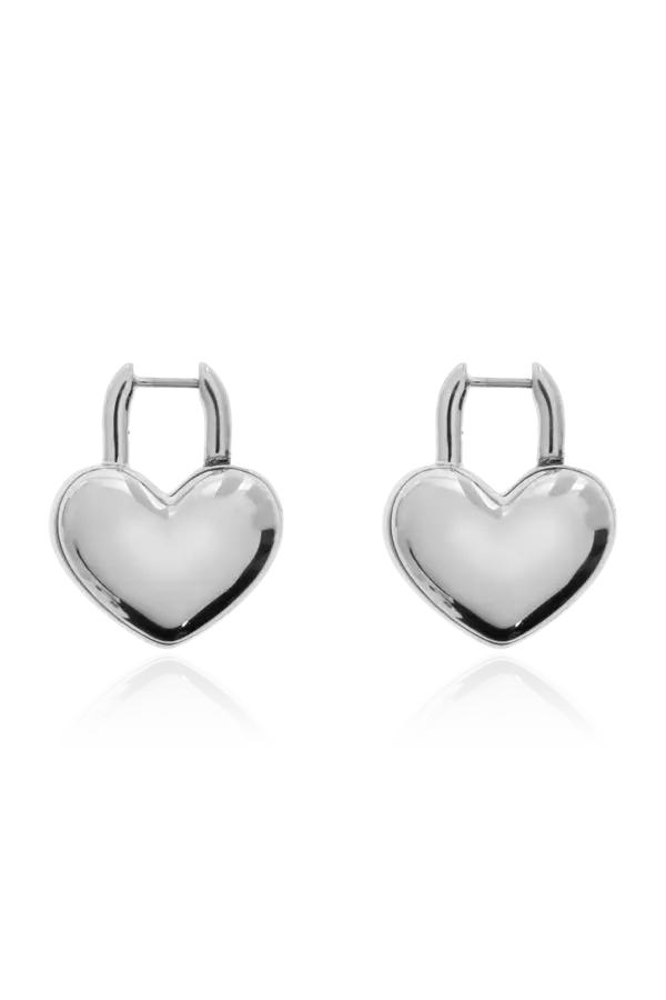 Marc Jacobs Brass Heart Earrings - Silver