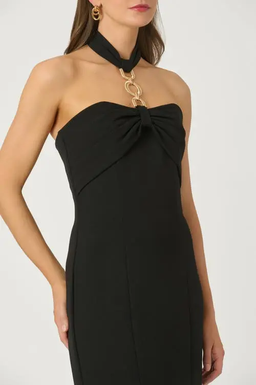 Shoshanna Midnight Stretch Crepe Lourdes Dress