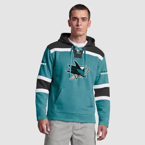 Champion San Jose Sharks Lacer Fleece Hockey Hoodie - Teal