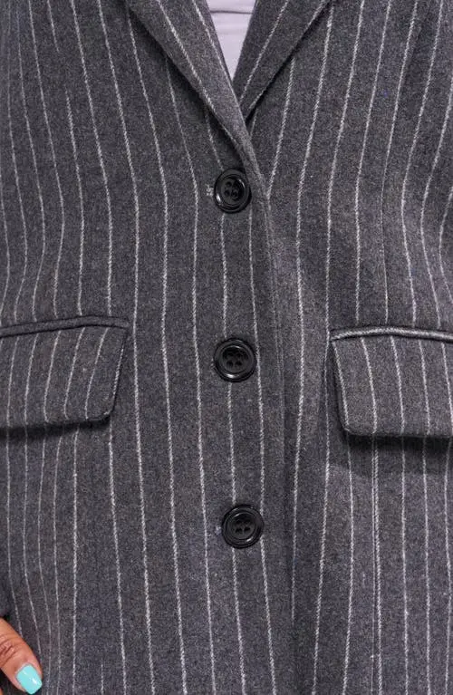 AZALEA WANG Skyline Pinstripe Long Coat