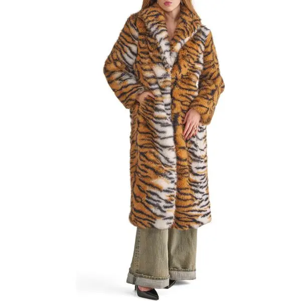 AZALEA WANG Pepper Tiger Faux Fur Maxi Coat
