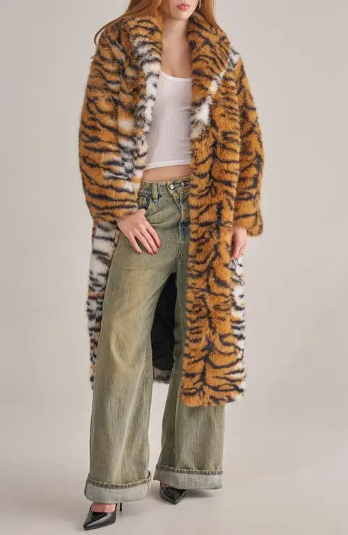 AZALEA WANG Pepper Tiger Faux Fur Maxi Coat