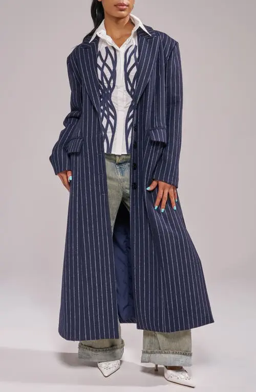 AZALEA WANG Skyline Pinstripe Long Coat