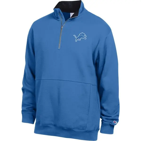 Champion Black Detroit Lions Fleece Quarter-zip Pullover