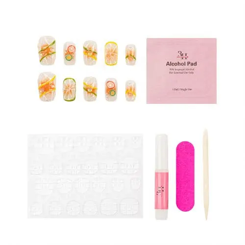 3H NAILS Citrus Splashmedium Squoval Press-on Nails