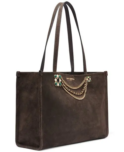 Karl Lagerfeld Paris Jade Embellished Suede Tote Bag
