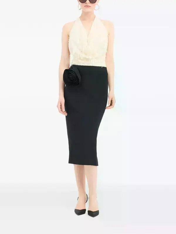 ROTATE BY BIRGER CHRISTENSEN Sequins Halter Neck Top Ecru