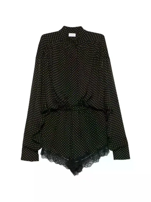 Andamane Juliette Polka-dot Long-sleeve Playsuit - Black