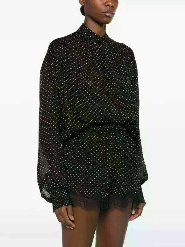 Andamane Juliette Polka-dot Long-sleeve Playsuit