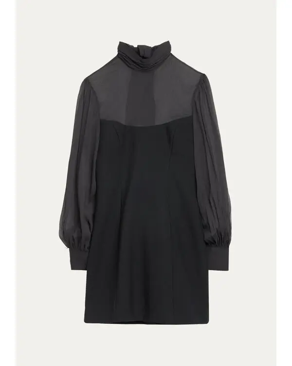 Cinq À Sept Fili Mesh Tieneck Mini Dress